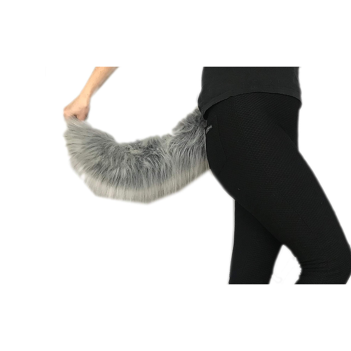 Long Faux Fur Animal Luxury Tail, Cosplay, Anime Lover, Costume Dress Up Pet Play Furry Super Soft Accessory (30", Gray Frost)