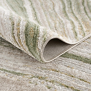 BoutiqueRugs Liverpool Modern Abstract Area Rug - Contemporary Marble Print Rug for Living Room - Cream, Green, Sage - 6'7" x 9' (6x9 Area Rug)