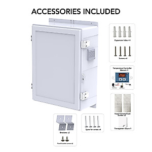 AKWscyby Outdoor Electrical Box, Junction Box with Fan & Thermostat & Power Adapter, Mounting Plate, Dust Screen, Mounting Brackets and Hinged Lid (18.1"Hx 12.5"L x 6.3"W)