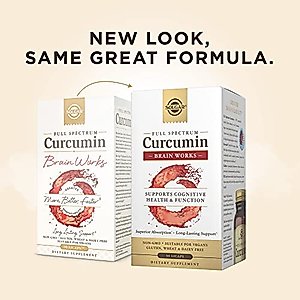 Solgar Full Spectrum Curcumin Brain Works, 90 Licaps - Support Memory Recall, Focus, Cognitive Function - Antioxidant Support - Curcumin, BacoMind, Choline, Vitamin B12 - Non-GMO, Vegan - (Pack of 2)