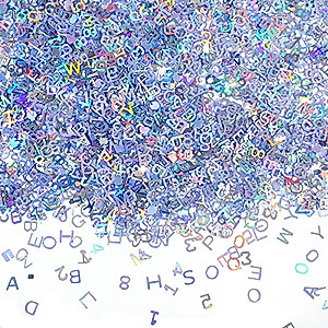3500 Pieces Alphabet Number and Letter Glitter 6 mm Confetti Holographic Laser Party Confetti Shiny Sequins Table Decorations for DIY Balloons Baby Shower Birthday Wedding Party Nail Arts 2.1 oz/Bag