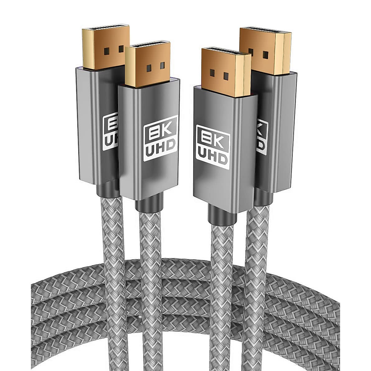 Itramax 8K 60Hz DisplayPort Cable 6.6FT (2-Pack),DP 1.4 Male Ultra High Speed Cord for Laptop/PC/TV/Gaming Monitor 6,HBR3 Bandwidth of 32.4Gbps,4K@144Hz,2K@165Hz,1080P@240Hz(DP 1.2 Compatible), Feet