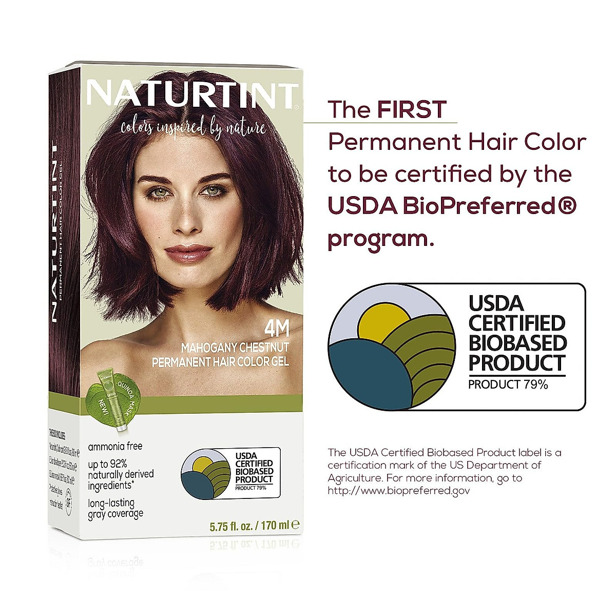 Naturtint 4M Mahogany Chestnut Permanent Hair Color (Pack of 1), Ammonia Free, Vegan, Cruelty Free, up to 100% Gray Coverage, Long Lasting Results (Packaging may vary)