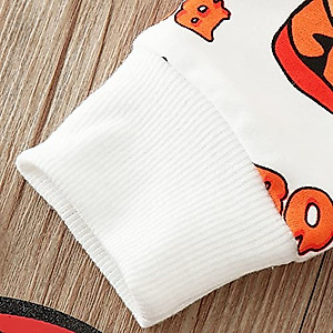 Newborn Baby Halloween Onesie Pumpkin Outfit Oversized Waffle Knit Sweater Bodysuit Pullover Baby Monster Sweatshirt Romper