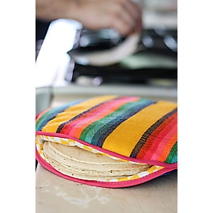 Authentic Mexican Cloth Tortilla Holder Warmer Pouch. Insulated Tortillera Mexicana Microwave Oven Safe for Corn, Flour Taco, Burrito, Quesadilla,Bread, Roti. Tortillero Termico de Tela Stripes