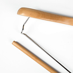 Luxury Wide Shoulder Wooden Hangers 2 Pack, with Locking Bar, Smooth Natural Finish Wood Suit Hanger Coat Hanger for Closet, Holds Upto 20lbs, 360° Swivel Hook, for Jacket, Dress Heavy Clothes Hangers