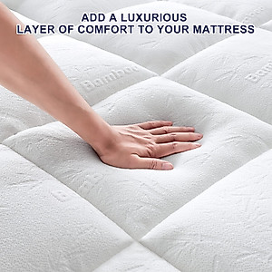 BedStory Bamboo Mattress Topper King, Extra Thick Cooling Mattress Pad Overfilled Never Goes Flat, Lumbar Strain Relieving, Back Pain Relief Improve Sleep Quality