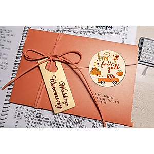 Happy Fall Y'all Stickers,Thanksgiving Stickers,Autumn Floral Thank You Labels for Party Favors,Envelope Seals & Goodie Bags,1.5 Inches,500Pcs.