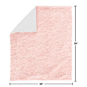 Sweet Jojo Designs Pink Floral Rose Baby Girl Blanket Receiving Security Swaddle for Newborn or Toddler Nursery Car Seat Stroller Soft Minky - Solid Light Blush Flower Elegant Boho Shabby Chic Luxury