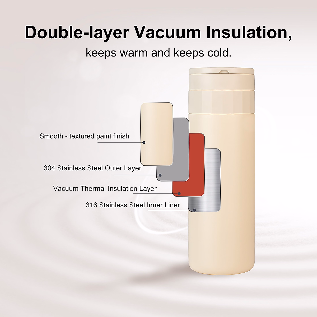 QINGHOU 12.8 Ounce Stainless steel cold cup,Insulated tumbler with lid,Cup holder compatible for travel,sports water bottle jug,Vacuum insulated tumbler thermos Cup (Black)