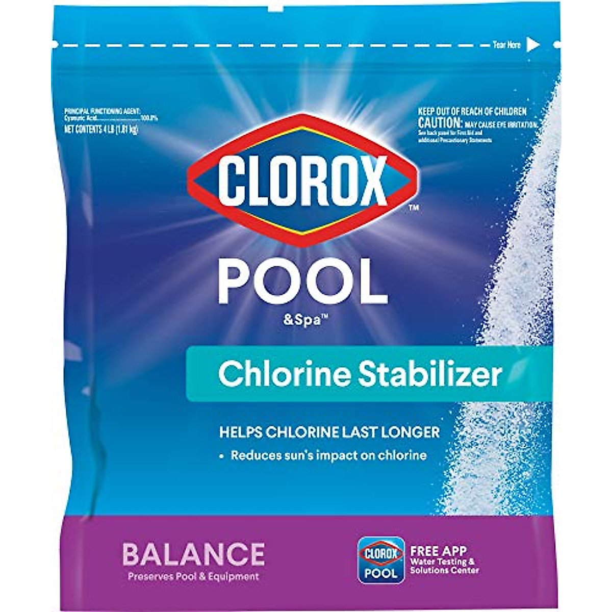 Clorox Pool&Spa 12004CLX Chlorine Stabilizer, 4 lb, 4lb