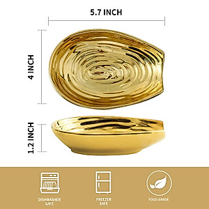 Tikooere Spoon Rest, Large 5.7 Inch Ceramic Spoon Holder for Stove Top, Farmhouse Cooking Spoon Rest for Kitchen Counter Decor, Porcelain Spoon Holder for Housewarming Gift (Gold)