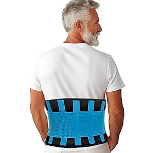 RiptGear Back Brace for Lower Back Pain Relief - Breathable Back Brace for Men and Women - Ideal for Lifting, Work, Sciatica, Herniated Disc, and Lumbar Support - Blue, Large (Waist: 32"-35")