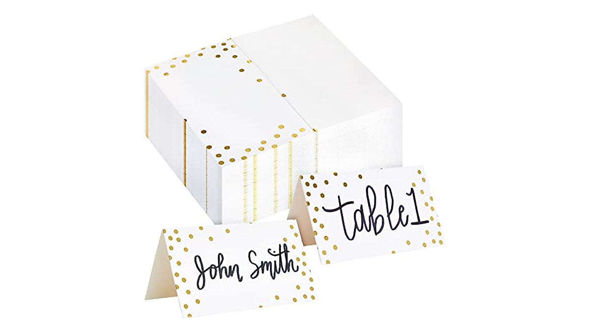 Elegant Gold Foil Place Cards for Weddings & Events | 100 Pack