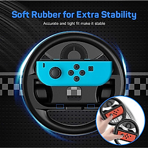 momen Switch Steering Wheel for Switch Joycon Controller, Switch Racing Wheels Grip Family Use Accessories for Mario Kart 8 Deluxe 2 Pack (Black)