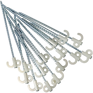 15Pcs Dortanmy 25cm Luminous Metal Camping Tent Pegs with Glow in The Dark Plastic Stopper, Threaded Glow in The Dark Camping Tent Stakes, Durable Steel Glow-in-The-Dark Garden Ground Anchor Pegs