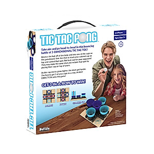Buffalo Games - Tic Tac Pong - Indoor/Outdoor Dexterity Game - Competative Tic Tac Toe - Great Family Game Night Addtion - Ages 7 and Up