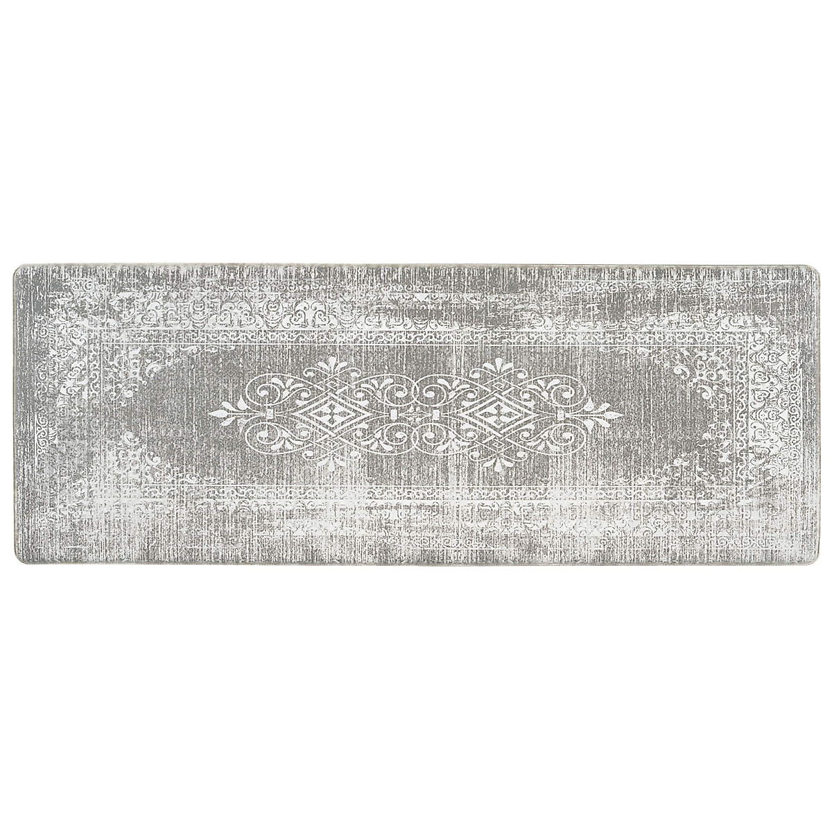 Rugshop Distressed Traditional Vintage Design Anti Fatigue Standing Mat 18" x 47" Gray