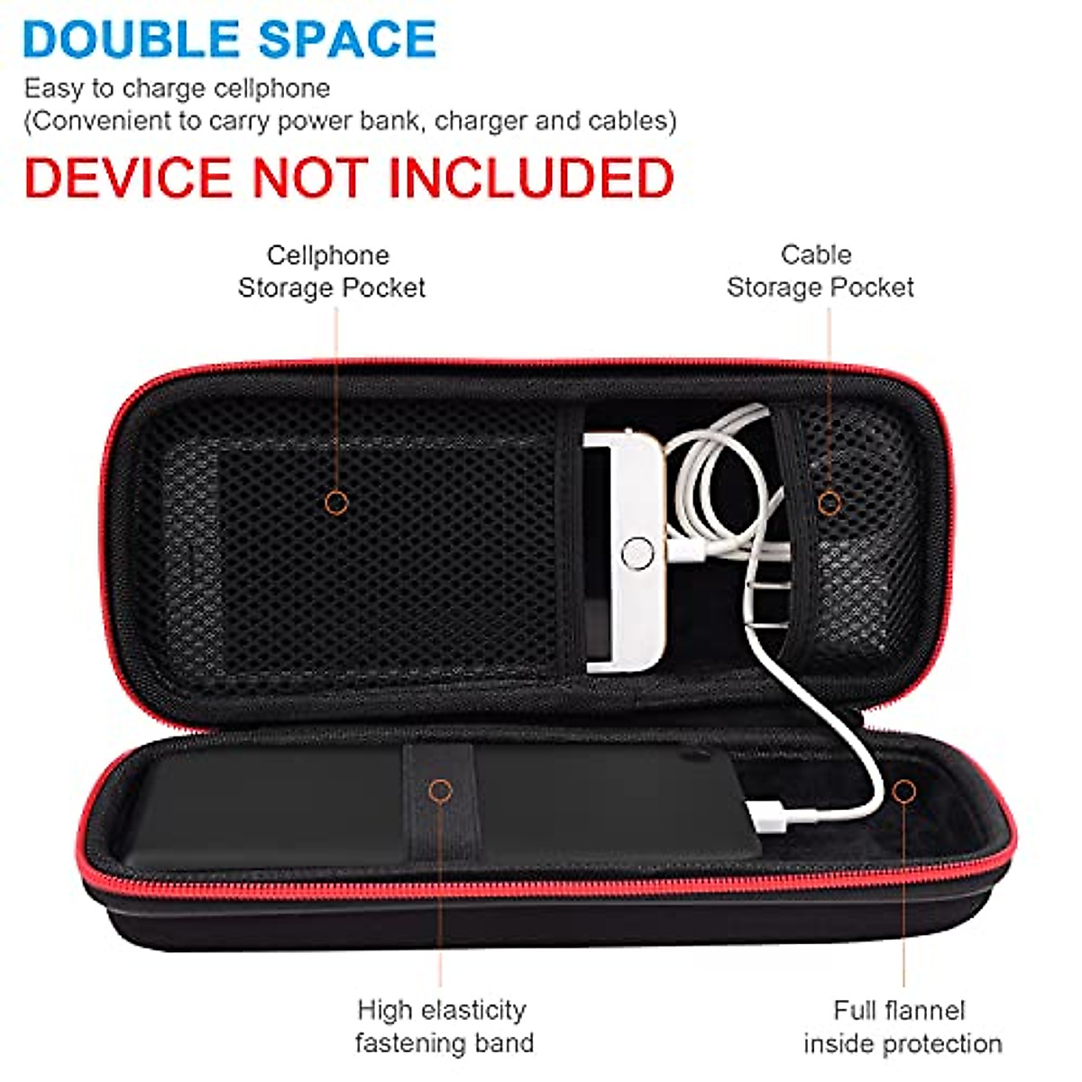 Hard Travel Case Fit for RAVPower 26800/20100/20000mAh, Anker Power Core 26800mAh/PowerCore +26800mAh, Dulla M50000 Power Bank 12000mAh, ROMOSS 30000mAh, Lab599 Tx500 Radio by SKYNEW (Large Black)