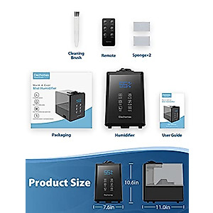 Elechomes Humidifiers for Bedroom (6L), Ultra-Quiet Warm and Cool Mist Humidifiers for Home, Baby and Plants, Customized Humidity, Sleep Mode, Timer, UC5501, Black