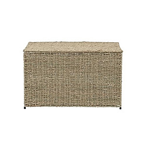 Household Essentials ML-5665 Decorative Wicker Chest with Lid for Storage and Organization | Large | Light Brown