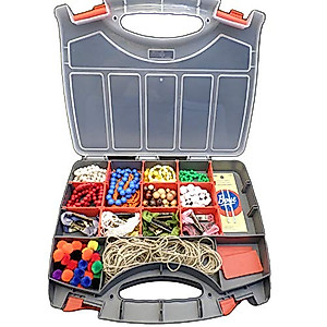 Deluxe Double Sided Storage Organizer Carrying Case with 36 Compartments - Used as a Tacklebox/Tool box/Craft Sorter. Holds Fasteners/Screws/Fishing/Tackle/Tools/Crafts/Beads/Electronics/Components
