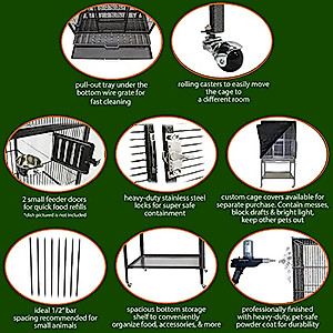 Brisbane Cage (Black) - Large Spacious Durable Metal Cage - for Sugar Gliders, Chinchillas, Squirrels, Ferrets & Other Small Pets