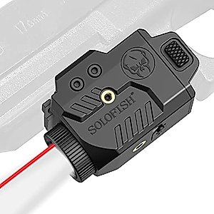 SOLOFISH 600lm Adjustable Pistol Light Laser Combo Fits for Full & Compact Rail, Shockproof Red Laser Sight and Gun Light with Strobe Function, Rechargeable (Laser Output is <5mW, Class IIIA)
