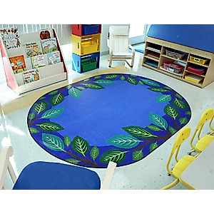 Joy Carpets Breezy Branches Area Rug in Color Multi, 7'8" x 10'9" Oval