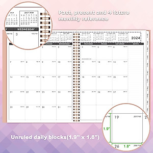 2024-2025 Monthly Planner - Monthly Planner 2024-2025, Jul. 2024 - Dec. 2025, 9" x 11", 18-Month Planner, Tabs & Pocket, Twin-Wire Binding - Rosy Pink