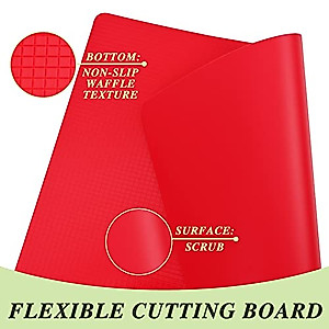 Elyum Cutting Boards, Colored Cutting Mat Flexible Plastic Cutting Board Set Chopping Board with Food Icons, Dishwasher Safe Cutting Boards for Kitchen Meat and Vegetables (Set of 4, 14.6" x 11")