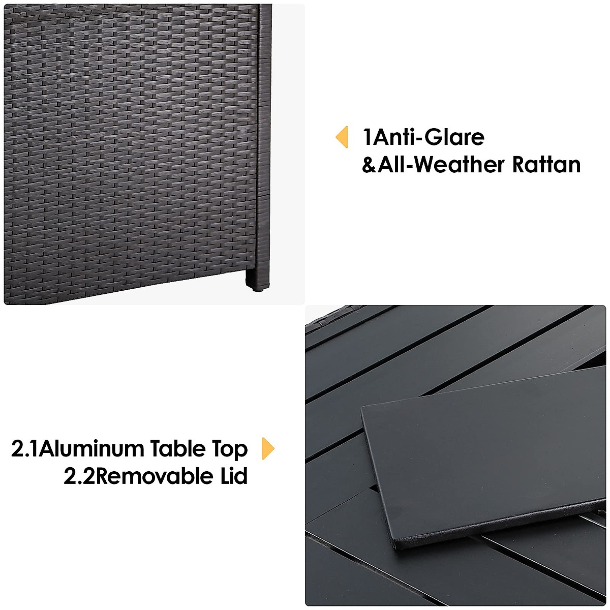 IncreKid 54 inch Gas Fire Pit Table, 55000 BTU CSA Approved Rectangular Outdoor Propane Fireplace, W/Aluminum Tabletop Cover Lid, Auto Ignition, for Garden Courtyard Backyard Deck Poolside Party