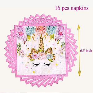 Unico Themed Party Supplies Set,Cake Plates,Cups,Napkins,Tablecloth,Straws&Decoration,Paper Disposable Tableware Set for Girls Children Birthday Party or First ,Baby Shower, Serves 16 Guests