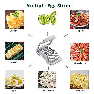 Egg Slicer for Hard Boiled Eggs, LCCOWOT Heavy Duty Strawberry Slicer Cutter, Stainless Steel Wire Cup Slicer with Aluminium Body, Perfect for Eggs, Fruit, Spam, Mushroom and More