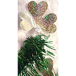 2 St. Patrick’s Green Tinsel 9-Ft Garlands with GOLD Shamrocks, Total 18 Ft