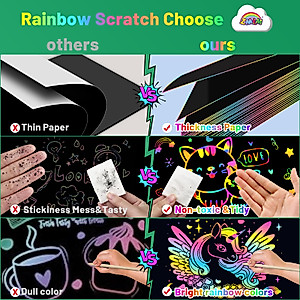 ZMLM Scratch Paper Art Craft Gift: 2 Pack Rainbow Scratch Set for Kids Drawing Coloring Craft Black Magic Art Supplies Kits Easter Basket Stuffers for Girls Boys Birthday Valentines Day Toys