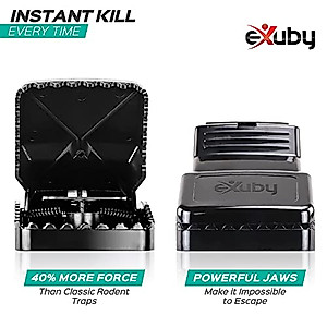 eXuby Large Powerful Rat Traps (4 Pack) - Kills Instantly with Powerful Steel Spring - Setup in Seconds - Wash & Reuse Over & Over - Hands Free Disposal - Rat Control Without Harmful Poisons or Chem