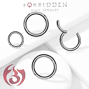 Forbidden Body Jewelry conch piercing jewelry, daith earrings, tragus hoop, 14g 10mm Titanium Hinged Seamless Body Piercing Hoop ring