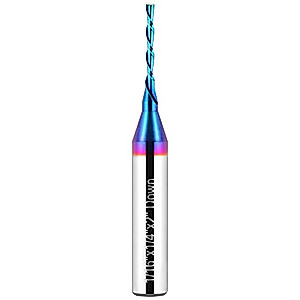EANOSIC Downcut Spiral Router Bit 1/4 inch Shank, 1/16 inch Cutting Diameter Solid Carbide with Blue Nano Coated CNC Router Bits End Mill for Wood Carving, Engraving