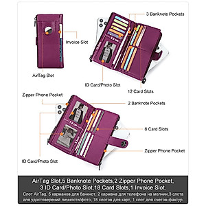 Leather three-layer womens wallet, mobile phone bag, long buckle leather wallet, certificate bag and zero wallet