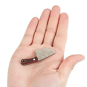 PUOSUO EDC Multi-Function Keyring Mini Pocket Knife Keychain Stainless Steel Necklace Knife-Damascus Pattern (A)