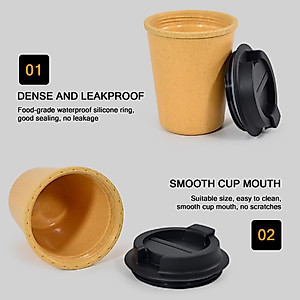 sweet grain 12oz Wheat Straw Coffee Cup with Lid - Double-Wall Insulated Travel Mug, Leakproof Reusable Tumbler for Commute, Hot/Cold Beverages (Yellow)