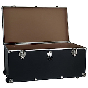 HomeStock Rustic Romance 31" Storage Trunk with Wheels & Lock, Lockable, Latch Closure Type, Black, 31"