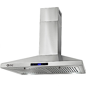 AKDY 30 in. Wall Mount Range Hood, 3-Speed Fan and LED Lights in Stainless Steel, Convertible Range Hood Ducted to Ductless with 2-Sets of Carbon Filters