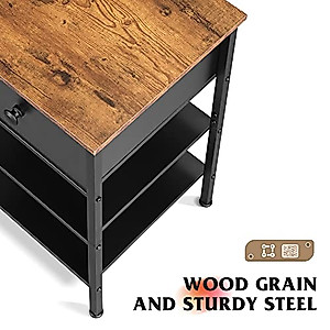 WLIVE Nightstands Set of 2, Bedside Tables with Adjustable Wooden Drawer, 3-Tier Night Stands for Couch, Bed, Sofa, End Table Side Table for Bedroom, Living Room, Black