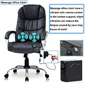 Executive Home Office Desk Chair,High-Back Leather Computer Chair Massage Ergonomic Desk Chair with Lumbar Support Armrests,Height Adjustable Swivel Rolling Task Chair for Meeting Women Adults,Black