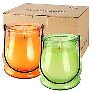2 Pack Jar Citronella Candles, Large Citronella Candles Outdoor, Candles Gift Set, 2x10 oz Travel Jar Citronella Candles for Indoor