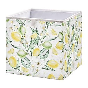 YEGAME Cube Storage Box, Lemon Foldable Fabric Storage Bin Portable Storage Basket for Book shelf Closet Laundry Room Nursery Home Office Decor, 11X11X11In