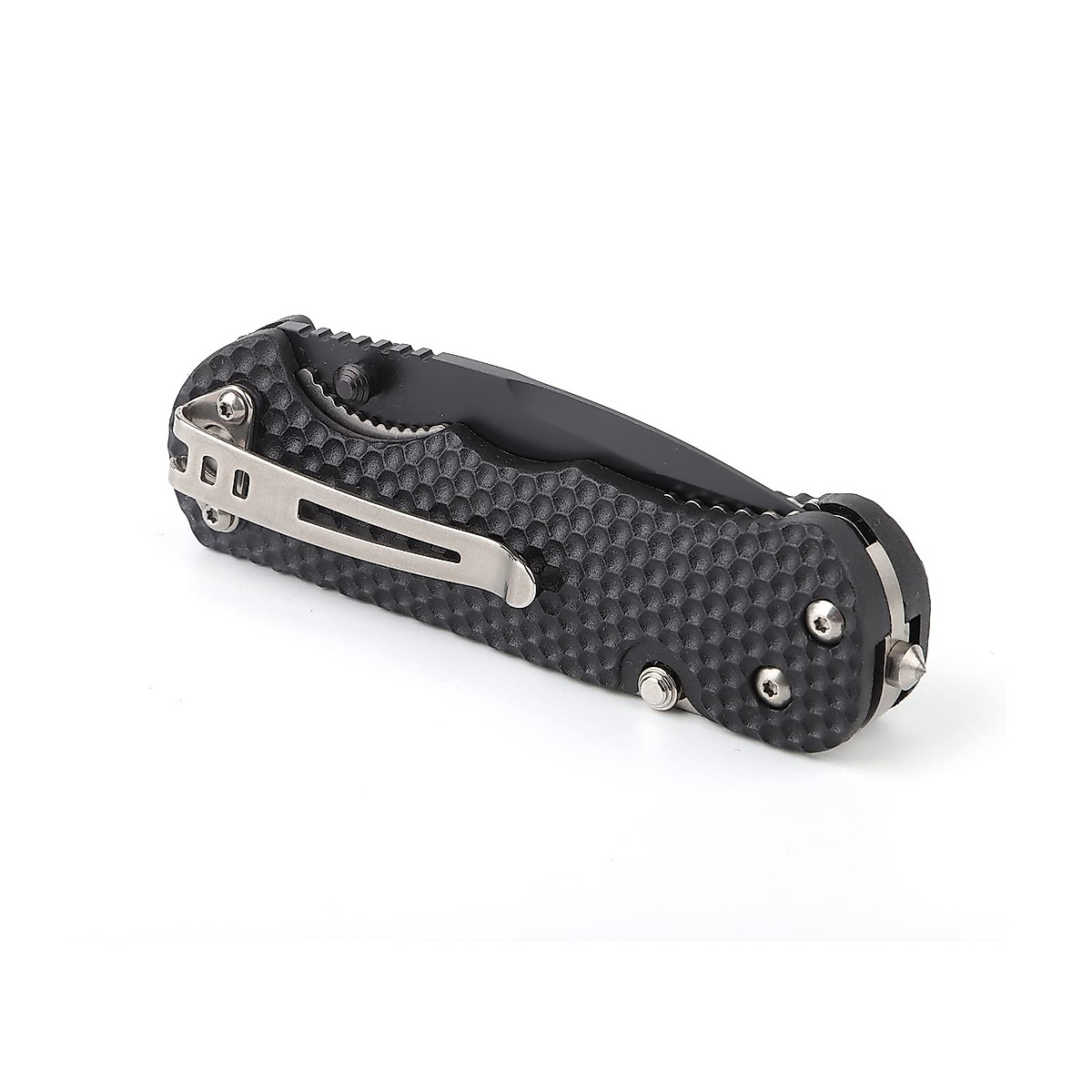 Sanrenmu Knives 7045 Pocket Folding Knife EDC Knife Multitool Bottle Opener 12C27 Blade (Black)