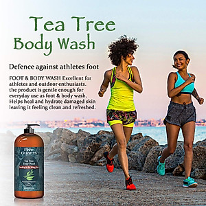 FIVE GUARDS Tea Tree Oil Body Wash With Mint Removes Body Odor, and more. Botanical Shower Gel Soap Women & Men with Oregano, Rosemary, Cinnamon oil - 16 fl oz